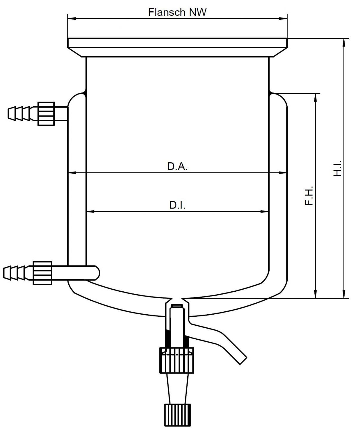 Reaction vessel, double-walled, with heating jacket GL18 – KGW – Isotherm